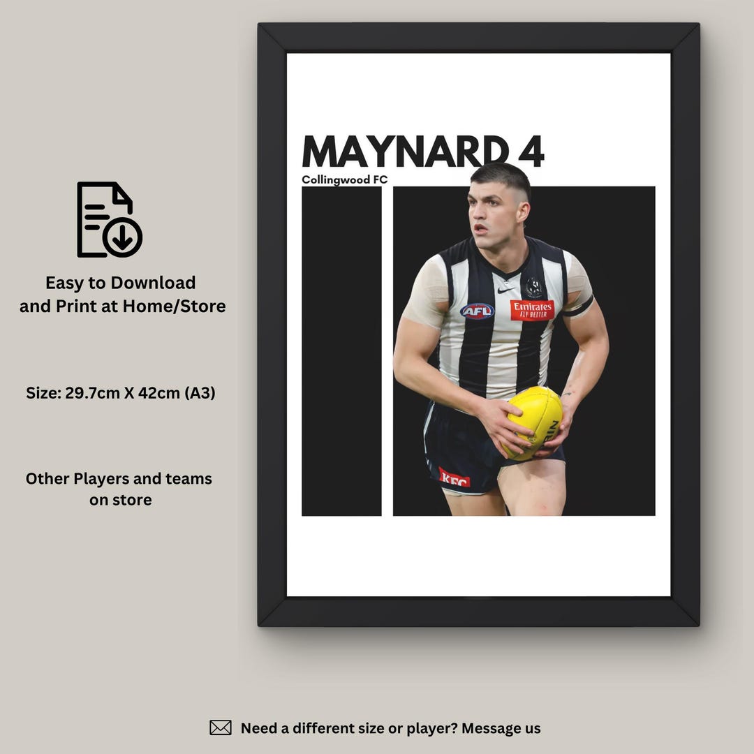 Brayden Maynard Instant Download Wall Art, Collingwood FC Fan Art, AFL ...