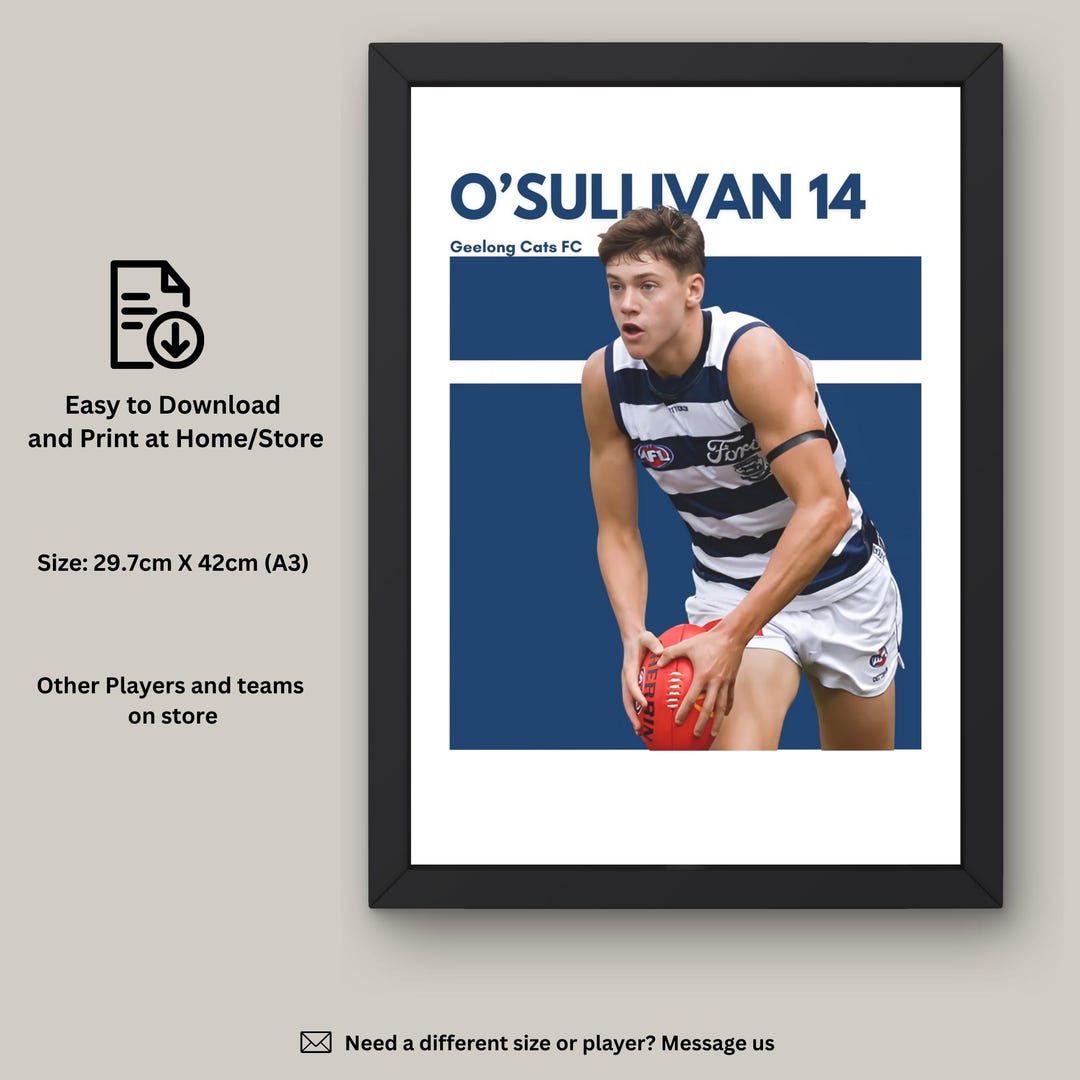 Geelong FC - Connor O'sullivan AFL Art Print (digital Download) - Etsy