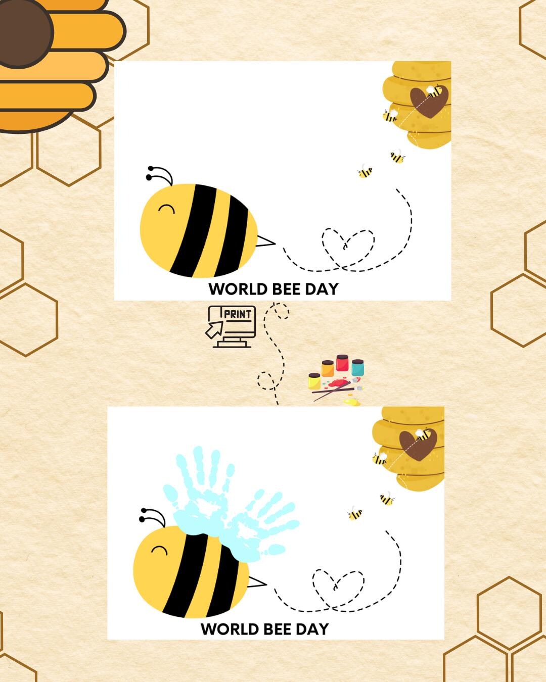 World Bee Day Printables | Bee Handprint | Bee Craft | Teacher & Parent ...
