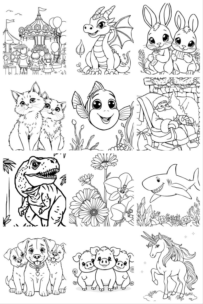 Cute Animal Coloring Pages for Kids – Instant Download (PNG) - Etsy
