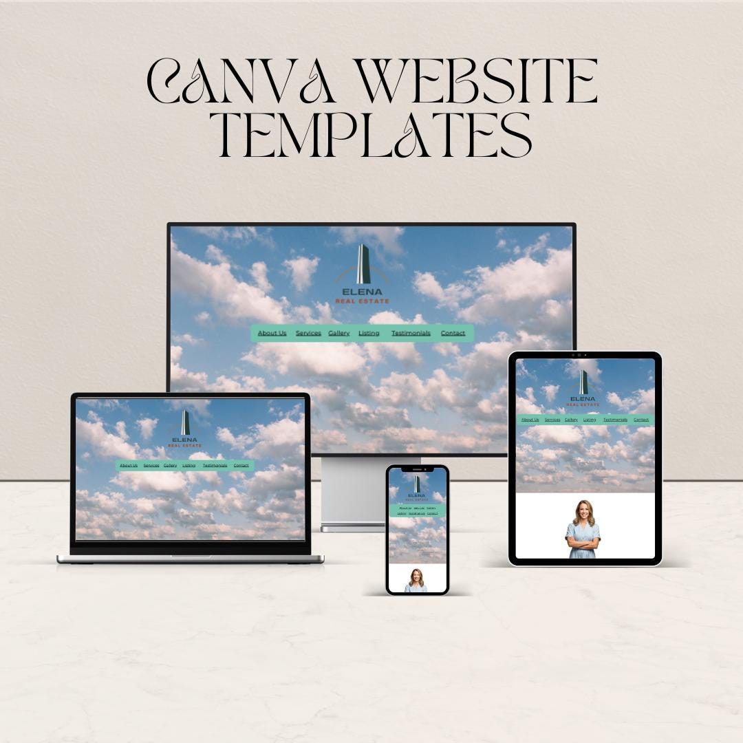 Editable Real Estate Website Template for Canva | Realtor Bio ...