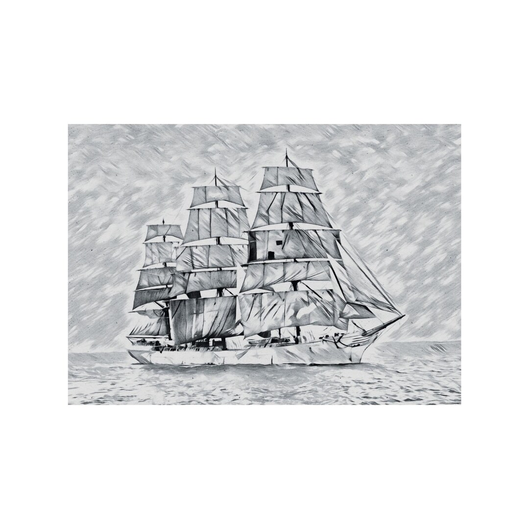Sails Boat Drawing Wall Art - Etsy