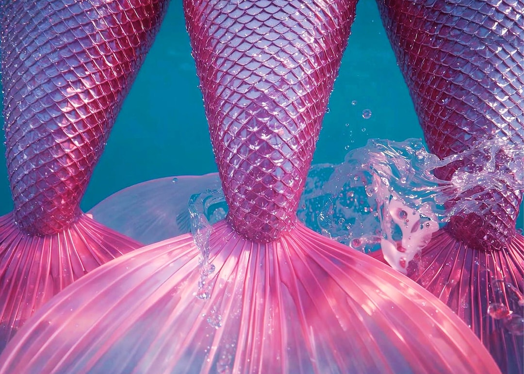 3 Pink Mermaid Tails Wall Art - Etsy