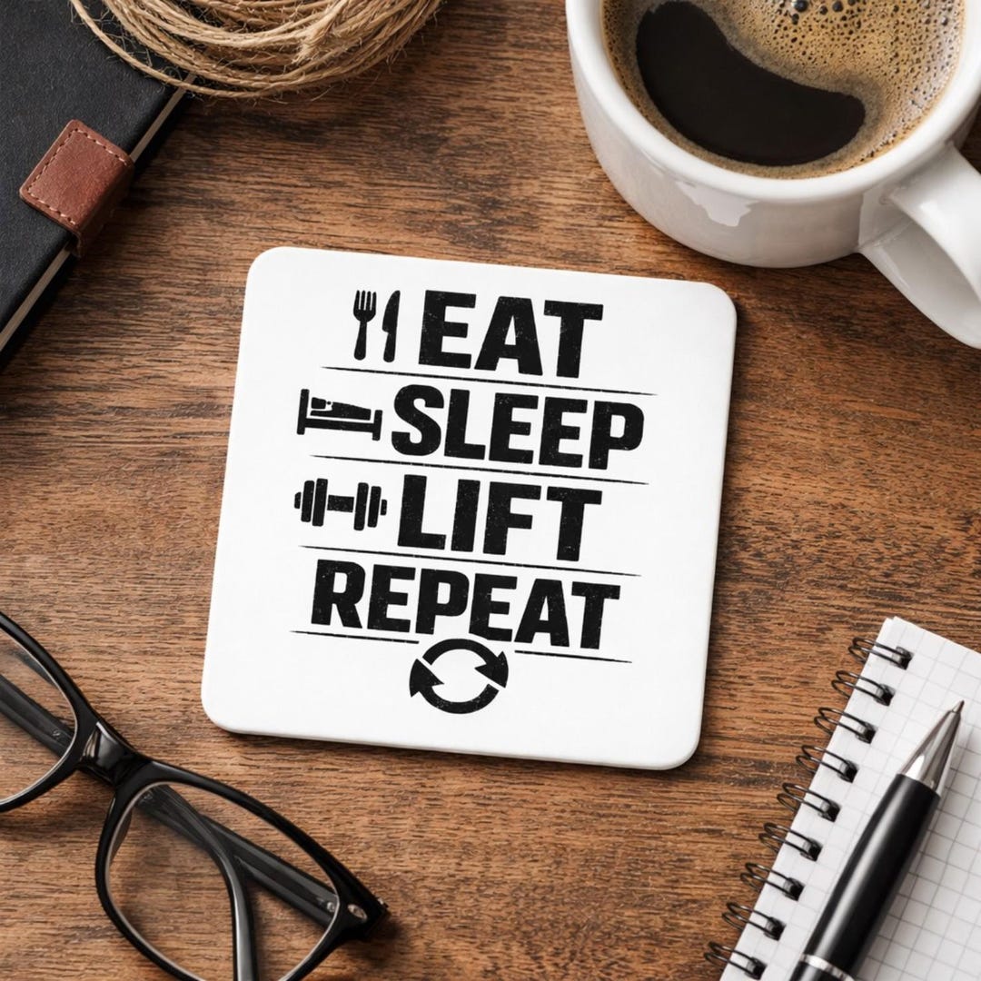 Eat Sleep Lift Repeat Gym Exercise Weights Novelty Glossy Mdf Wooden ...