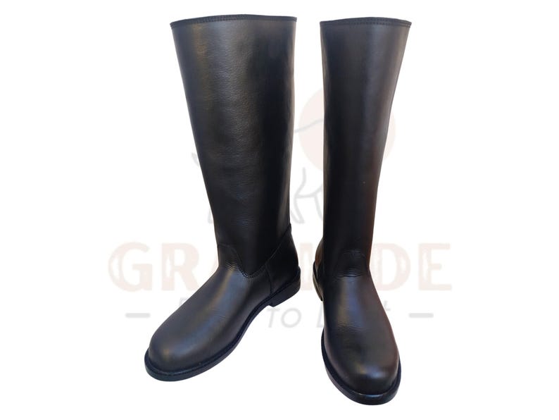 Men Horse Riding Black Leather Boots | Handmade German Officer Leather ...