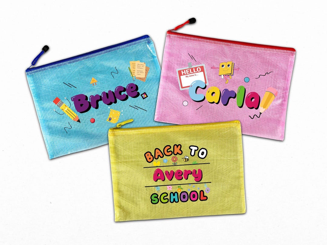Personalized School Pencil Pouch: Custom Name Waterproof Plastic Case ...