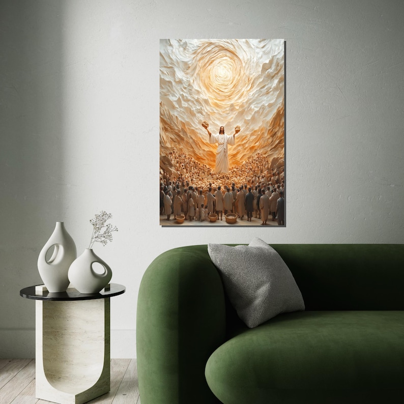 Divine Miracle Canvas, Loaves and Fishes Art, Inspirational Wall Art ...