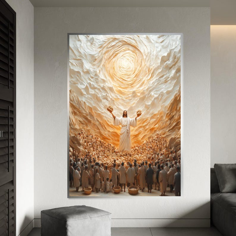 Divine Miracle Canvas, Loaves and Fishes Art, Inspirational Wall Art ...