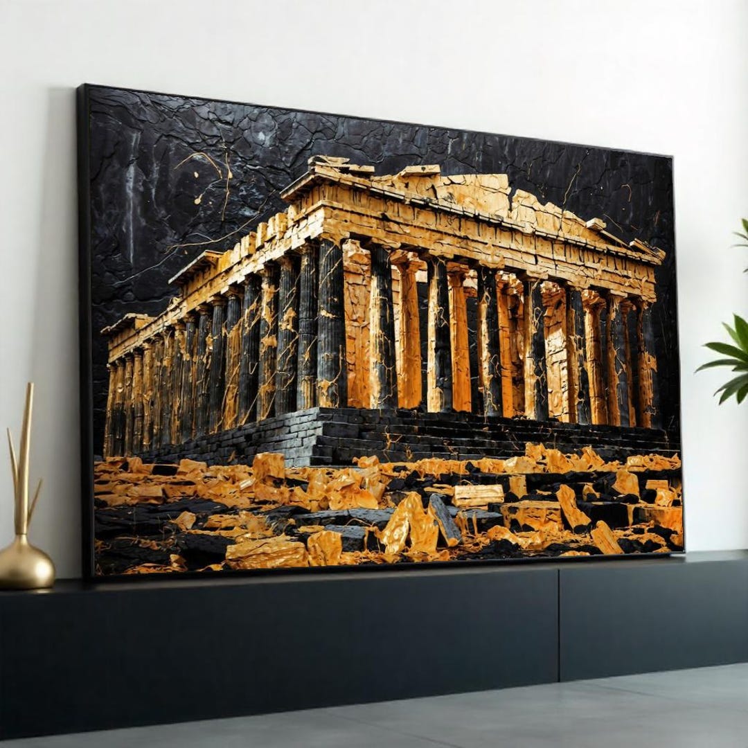 Ancient Parthenon Canvas, Golden Temple Art, Greek Architecture Wall ...