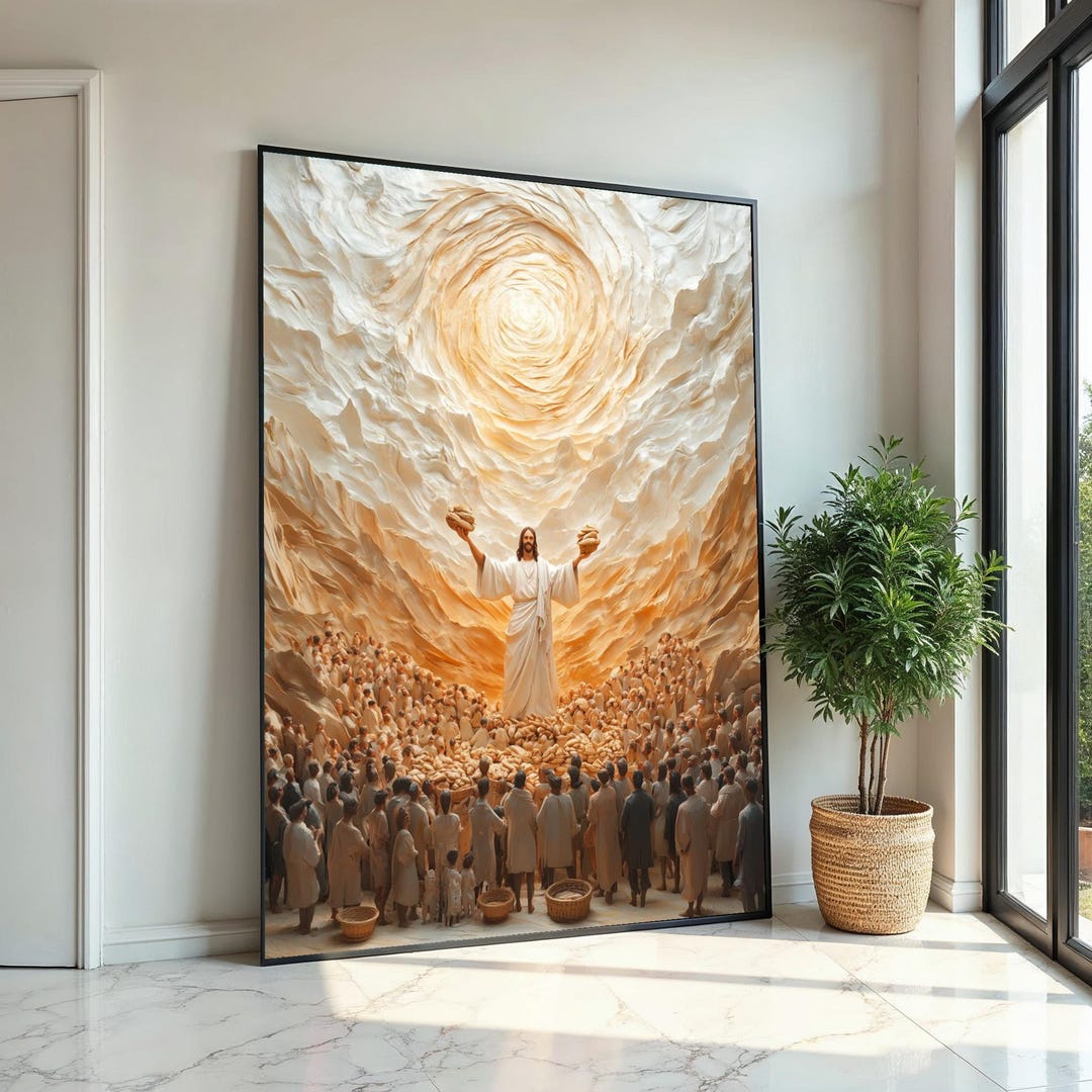 Divine Miracle Canvas, Loaves and Fishes Art, Inspirational Wall Art ...