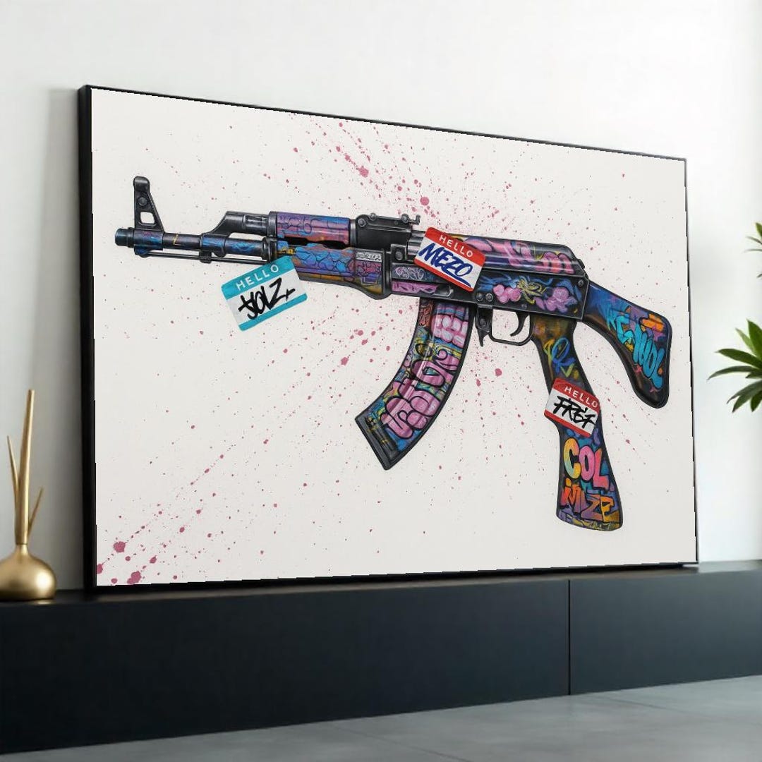 Graffiti AK47 Canvas, Urban Art, Colorful Gun Wall Art, Street Art ...