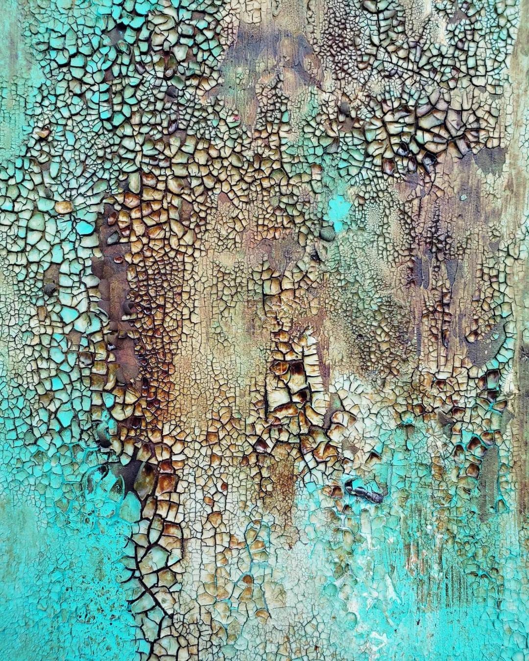Rust Turquoise Abstract Texture Painting by Amy Neal, 20 X 24 Inch ...