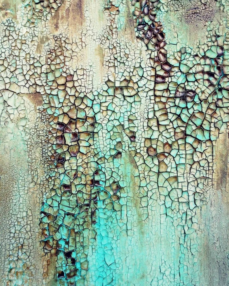 Rust Turquoise Abstract Texture Painting by Amy Neal, 20 X 24 Inch ...