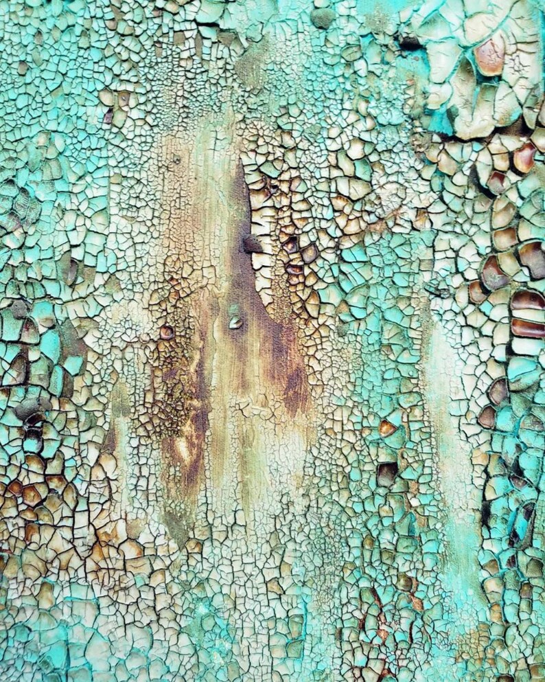 Rust Turquoise Abstract Texture Painting by Amy Neal, 20 X 24 Inch ...