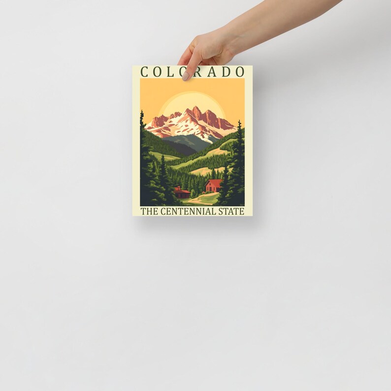 Colorado Poster 8x10 | the Centennial State Wall Art | Retro Travel ...