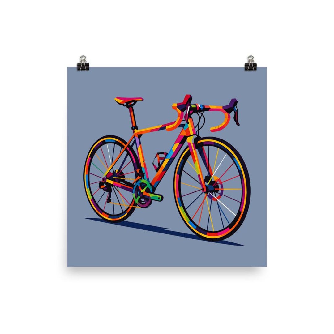 Gray-blue Pop Art Bicycle Poster – 10x10 Modern Cycling Wall Art ...