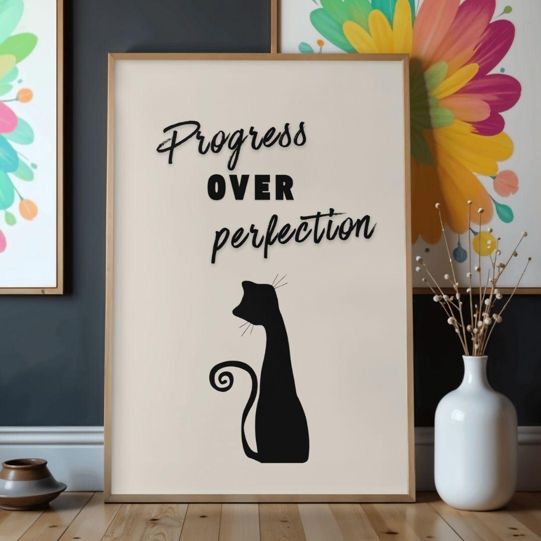 PROGRESS OVER PERFECTION Poster, Motivational Quote Poster ...