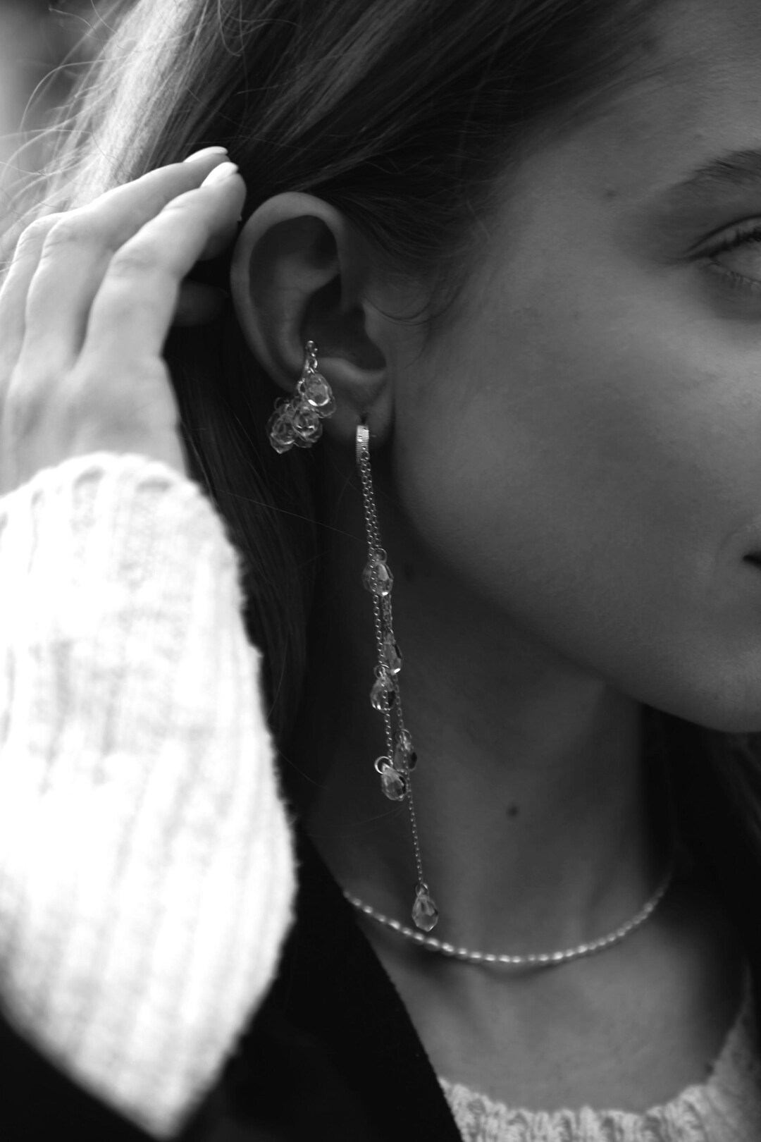 Crystal Silver Ear Cuff, Ear Cuff, Sterling Silver Ear Cuff, Sparkly ...
