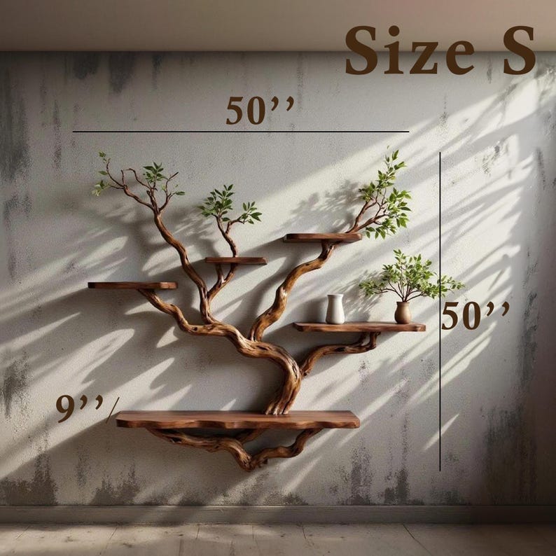 Live Edge Floating Bookshelf Wall Mounted Solid Wood Shelving Driftwood ...