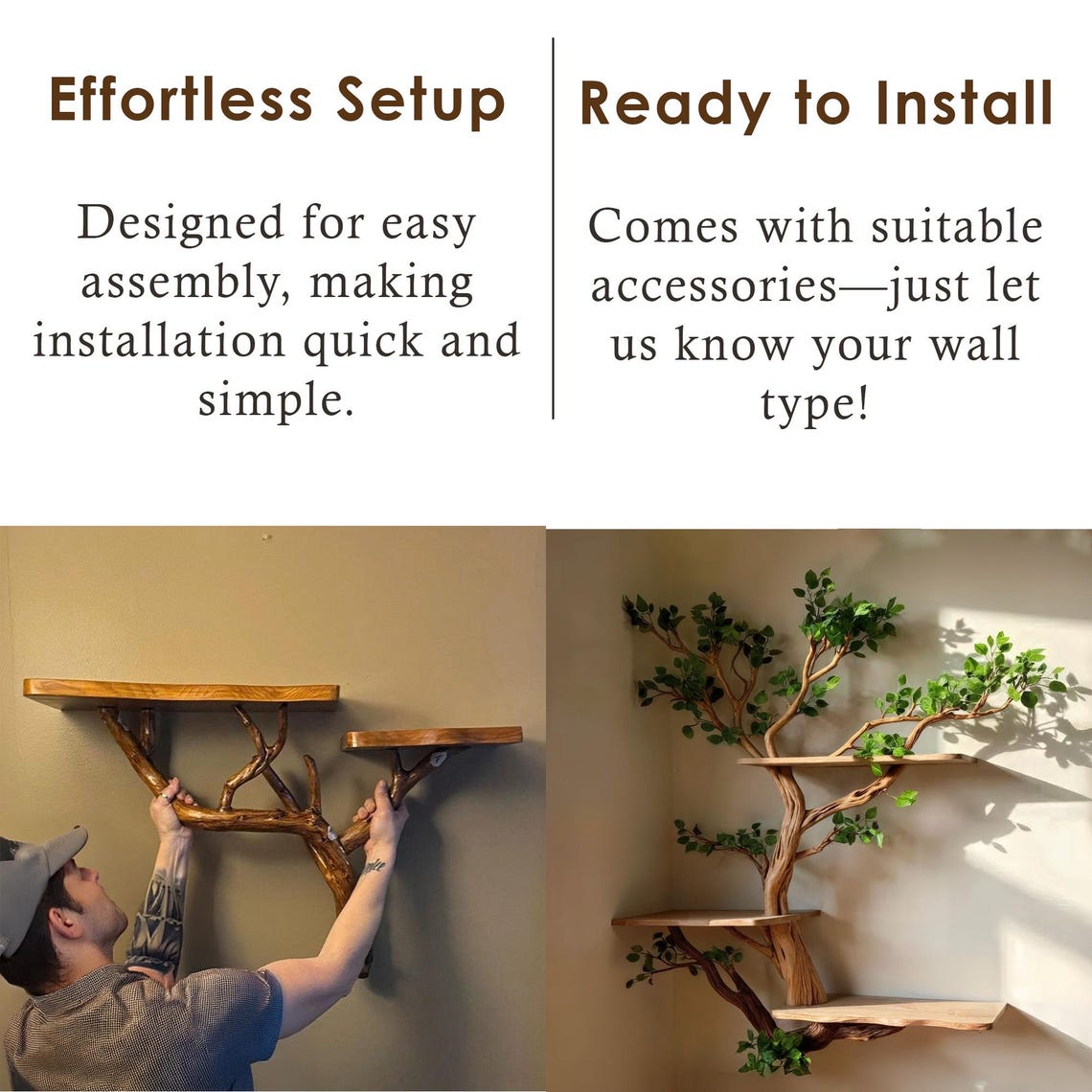 Corner Tree Bookshelf Driftwood Tree Branch Floating Shelf Wall Mount ...