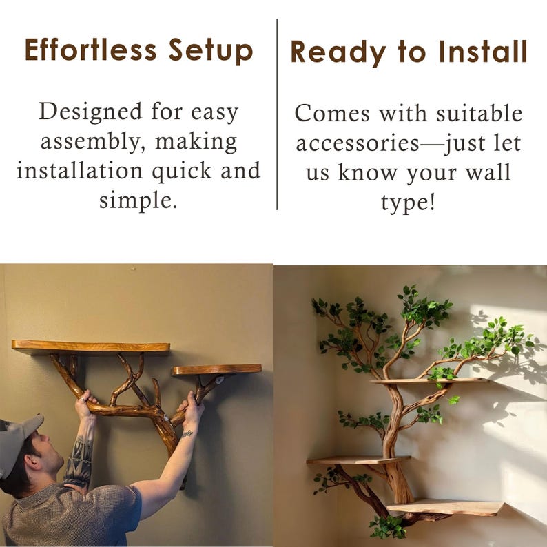 Corner Tree Bookshelf Driftwood Tree Branch Floating Shelf Wall Mount ...