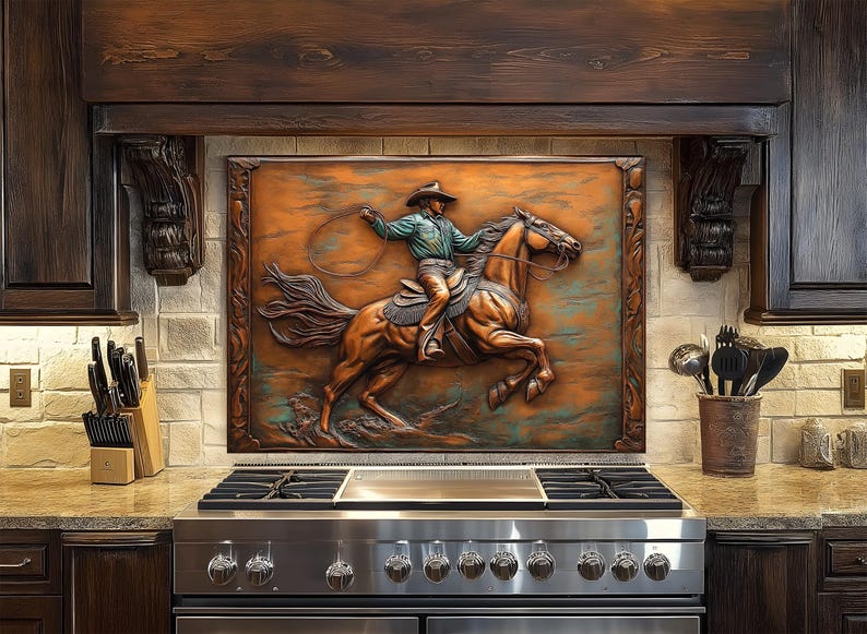Glass Kitchen Backsplash Behind Stove, Horse Glass Backsplash, Glass ...