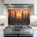 Pine Tree Tempered Glass Kitchen Backsplash: Rustic Stove Panel - Etsy