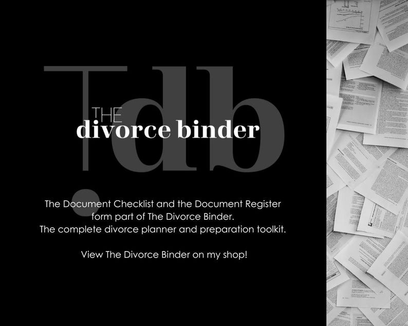 Divorce Document Checklist & Register (digital Product) - Etsy
