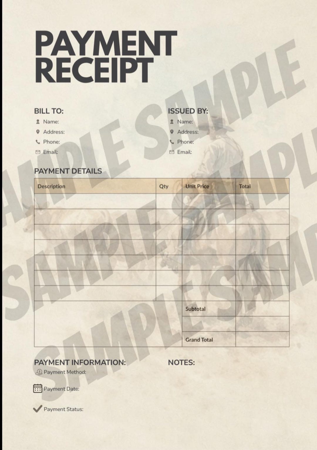 Cowhand Receipt - Etsy