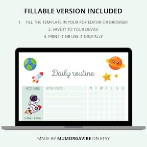 Customizable Kids Routine, Responsibilities, Chore Chart, Kids Daily ...