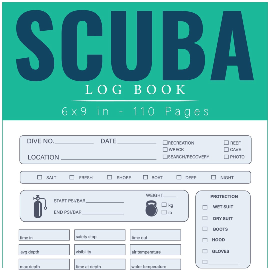 Scuba Log Book | Diving Log Book | Scuba Notebook | Underwater Log Book ...