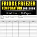 Fridge Freezer Temperature Log Book (8.5x11 Inches),pdf & SVG Digital ...