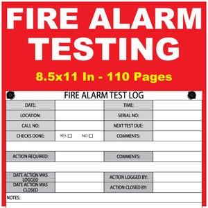 Fire Alarm Testing Log Book 2025 A4 (PDF & SVG Download) - Etsy