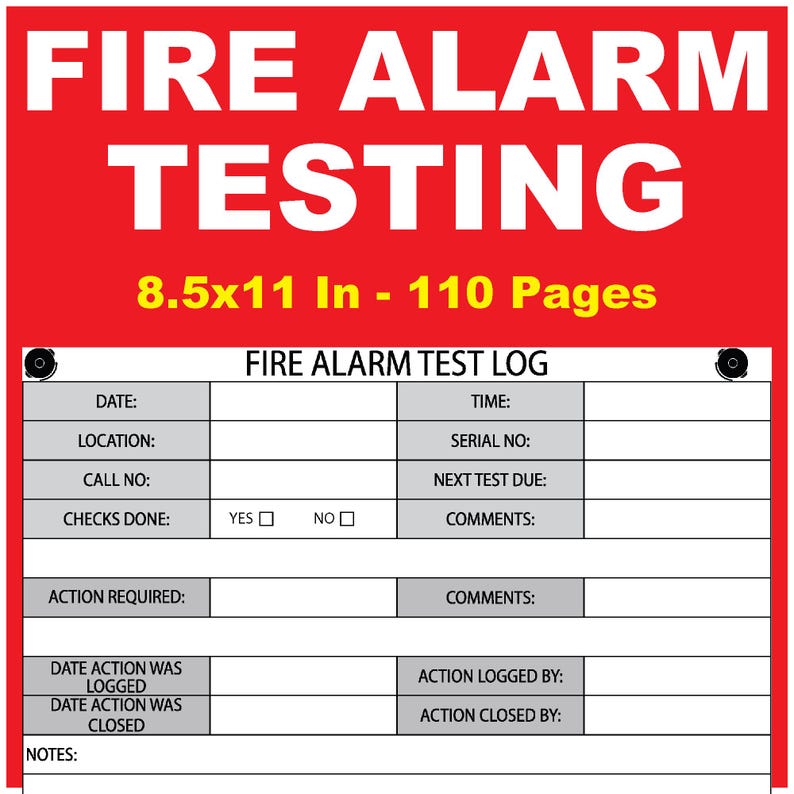 Fire Alarm Testing Log Book 2025 | A4 |fire Safety Logbook for Home ...