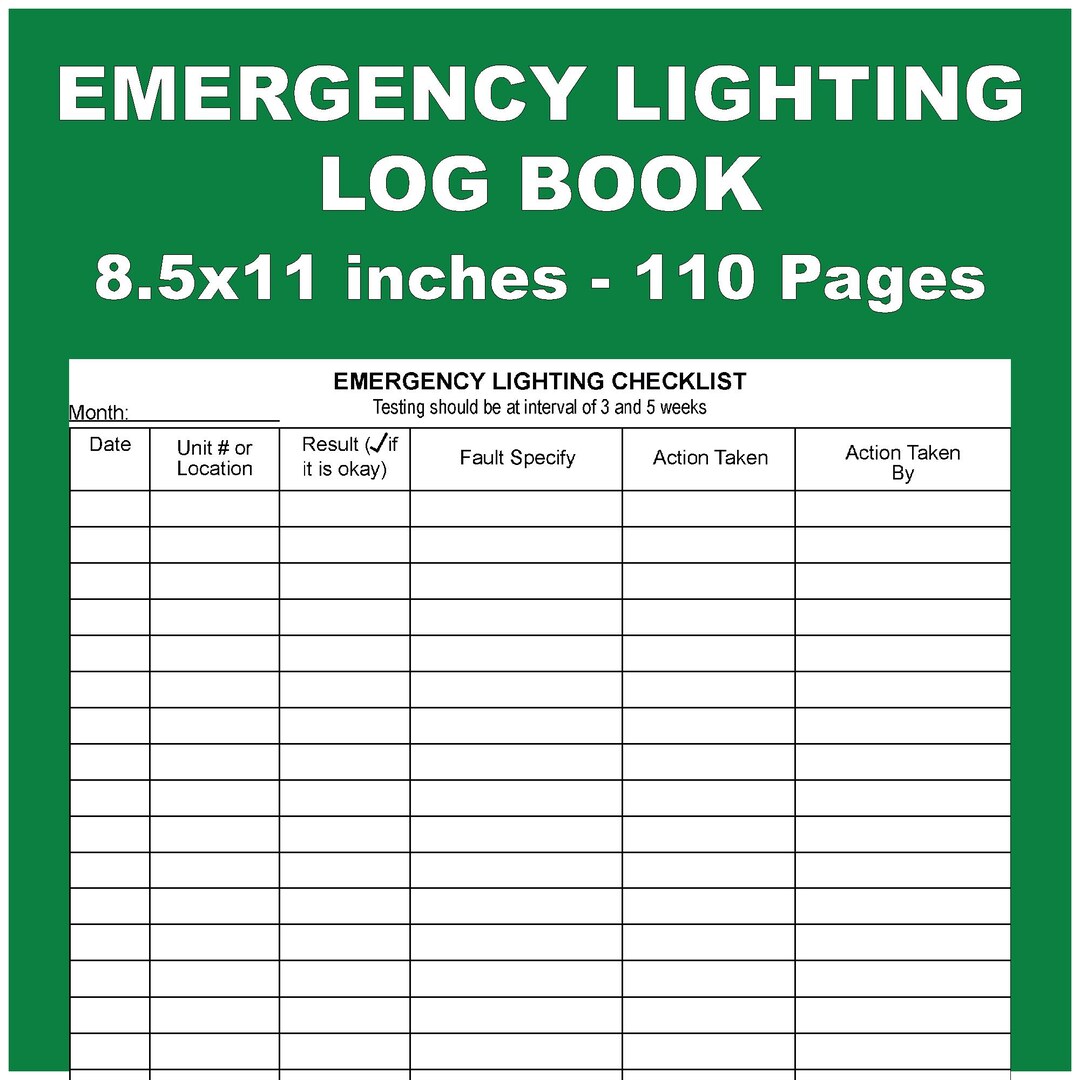 Emergency Lighting Log Book | Test Log Book | Emergency Light ...
