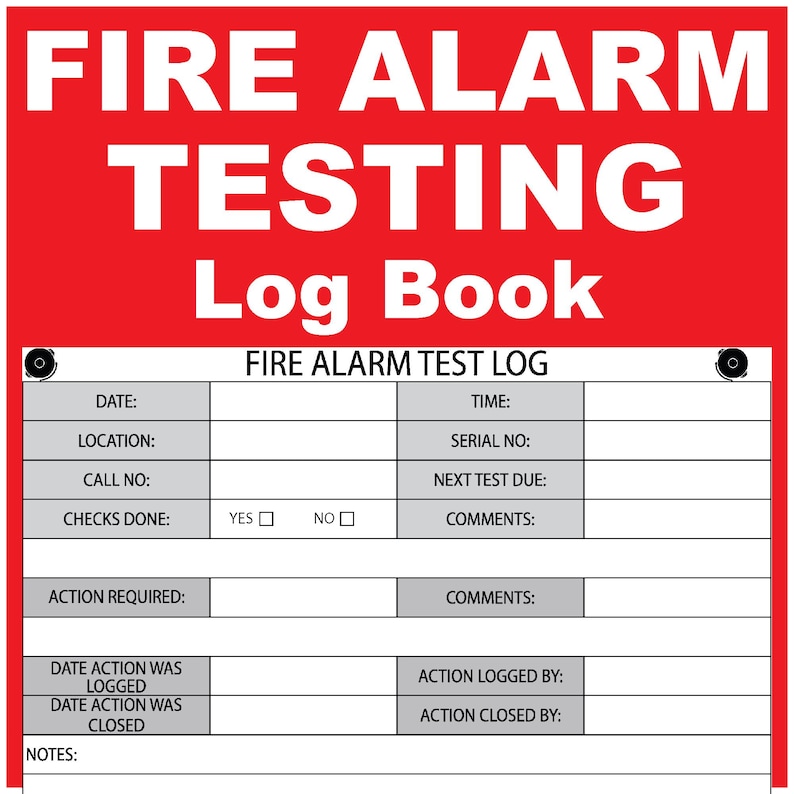 Fire Alarm Testing Log Book 2025 | A4 |fire Safety Logbook for Home ...
