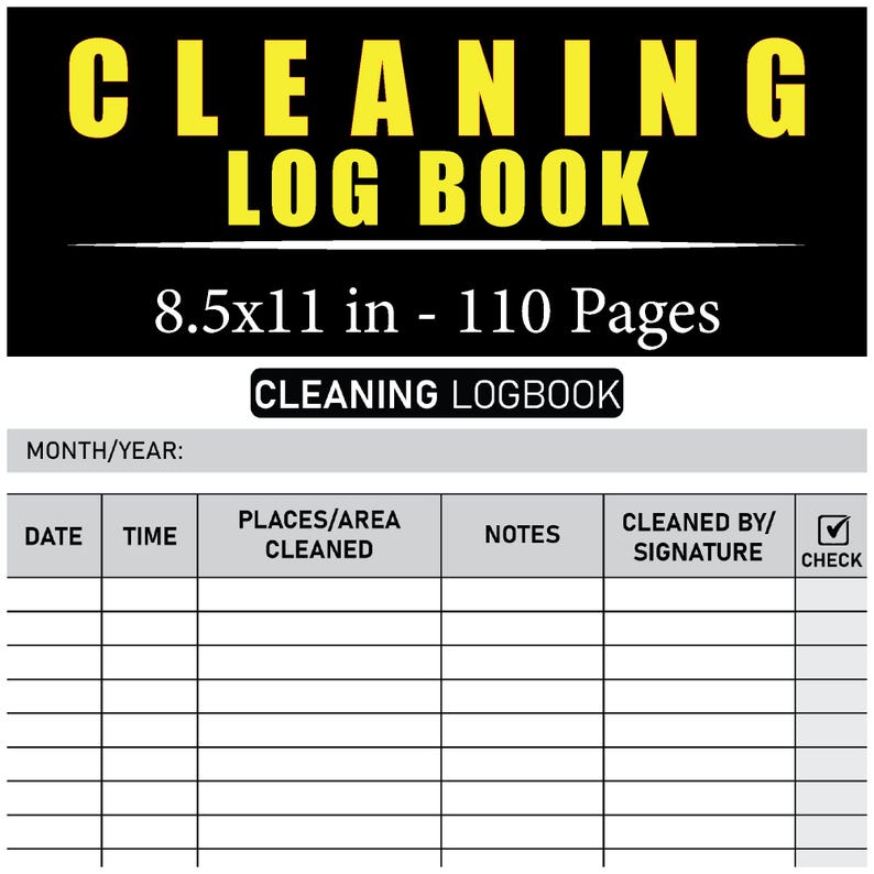 Cleaning Log Book: Daily Checklist (PDF, SVG) - Etsy