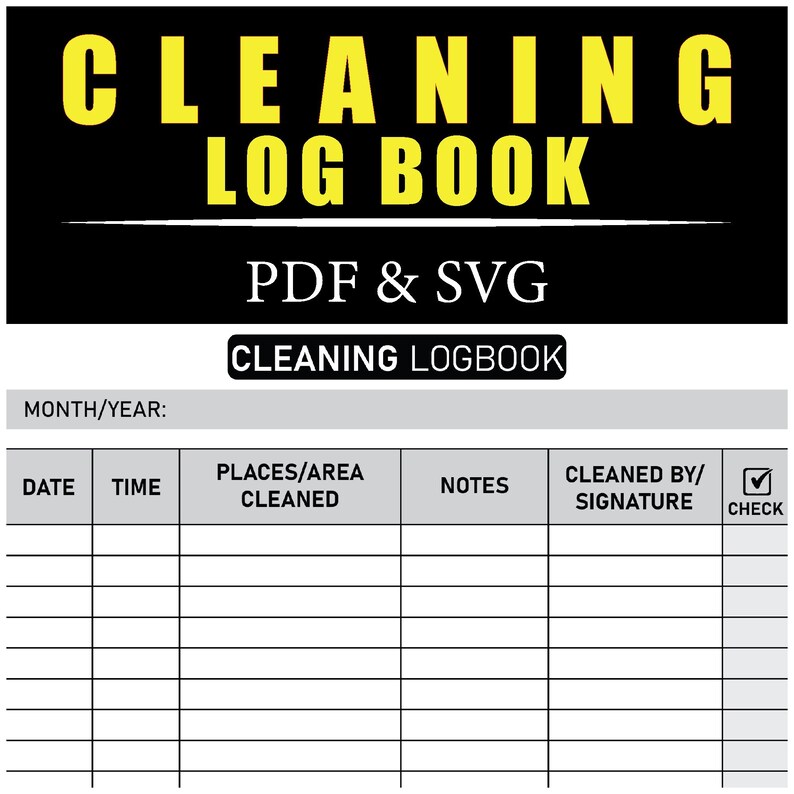 Cleaning Log Book: Daily Checklist (PDF, SVG) - Etsy