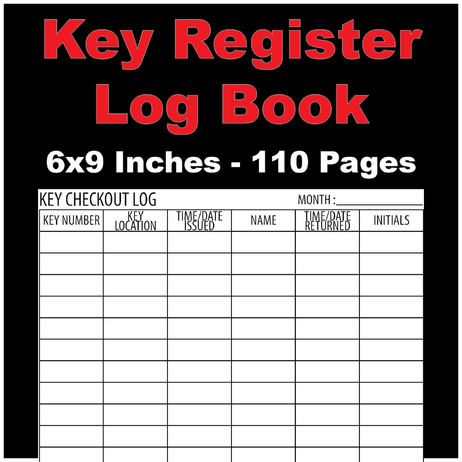 Key Control Log Book | 6x9 in | Key Control Logbook for Key Check Out ...