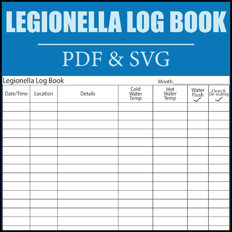 Legionella Log Book A5 Checklist (PDF & SVG Download) - Etsy
