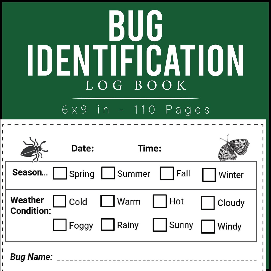 Bug Identification Log Book: Outdoor Entomology Tracker (PDF Download ...