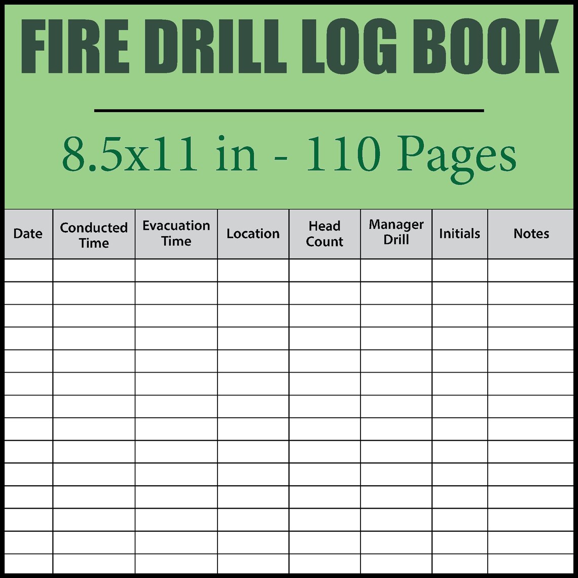 Fire Drill Log Book (A4) for Schools, Businesses, Commercial ...