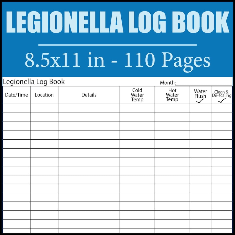 Legionella Log Book A5 Checklist (PDF & SVG Download) - Etsy UK