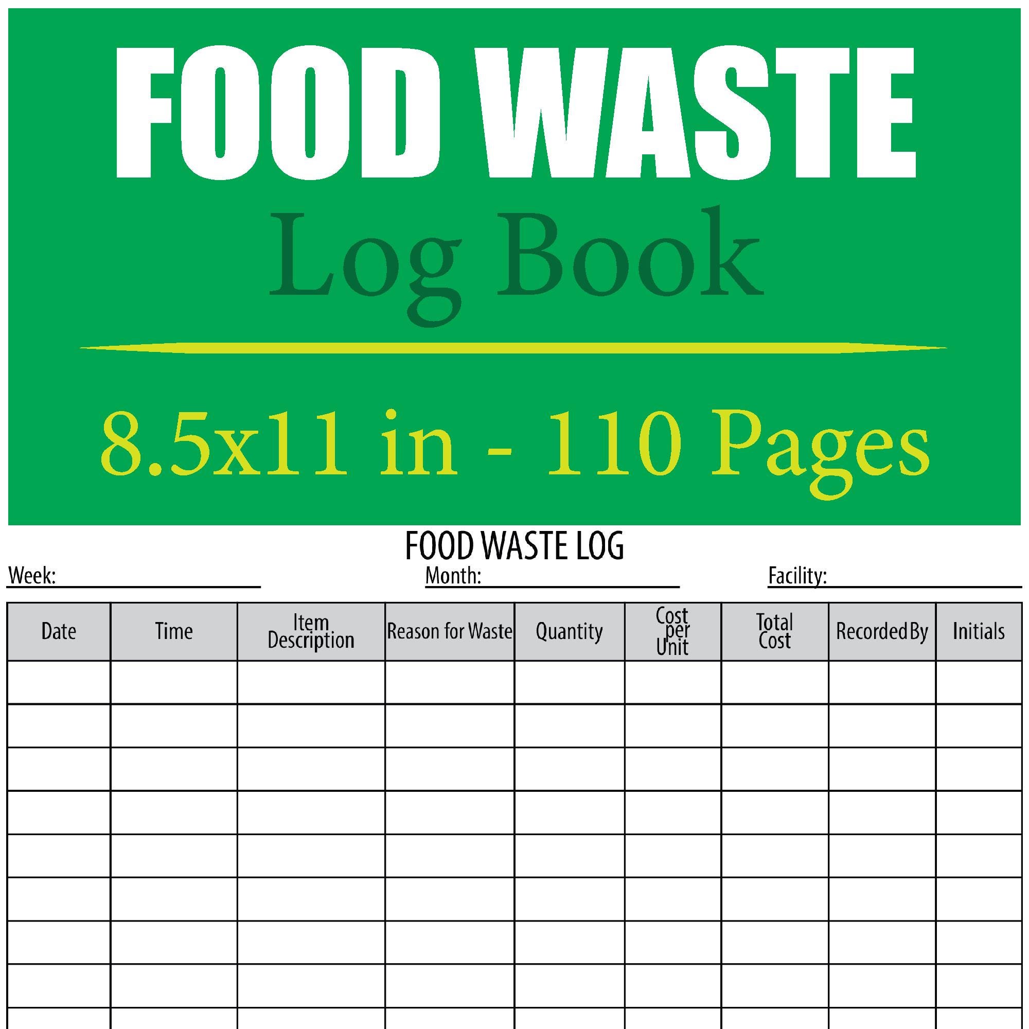 Food Waste Log Book for Restaurants: Kitchen Hygiene Record (PDF & SVG ...