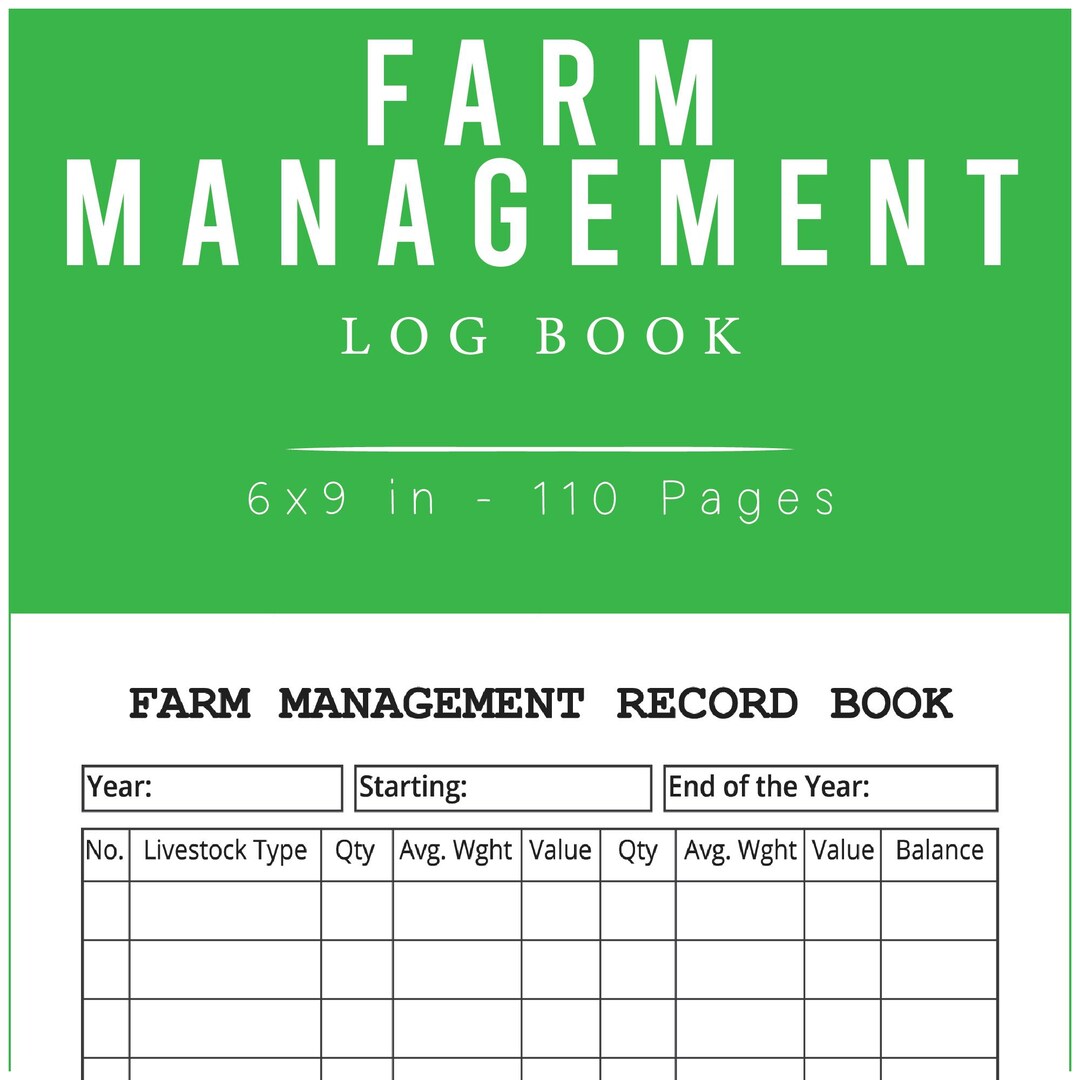 Farm Management Log Book: 6x9" Journal (PDF Download) - Etsy