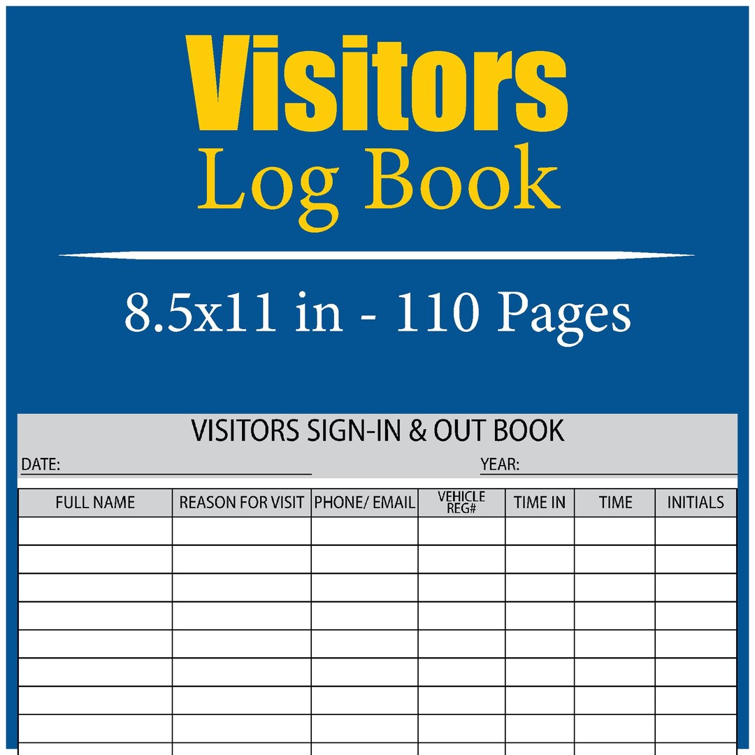 Visitors Log Book | Visitors Book Sign in and Out | 8.5x11 in | PDF ...