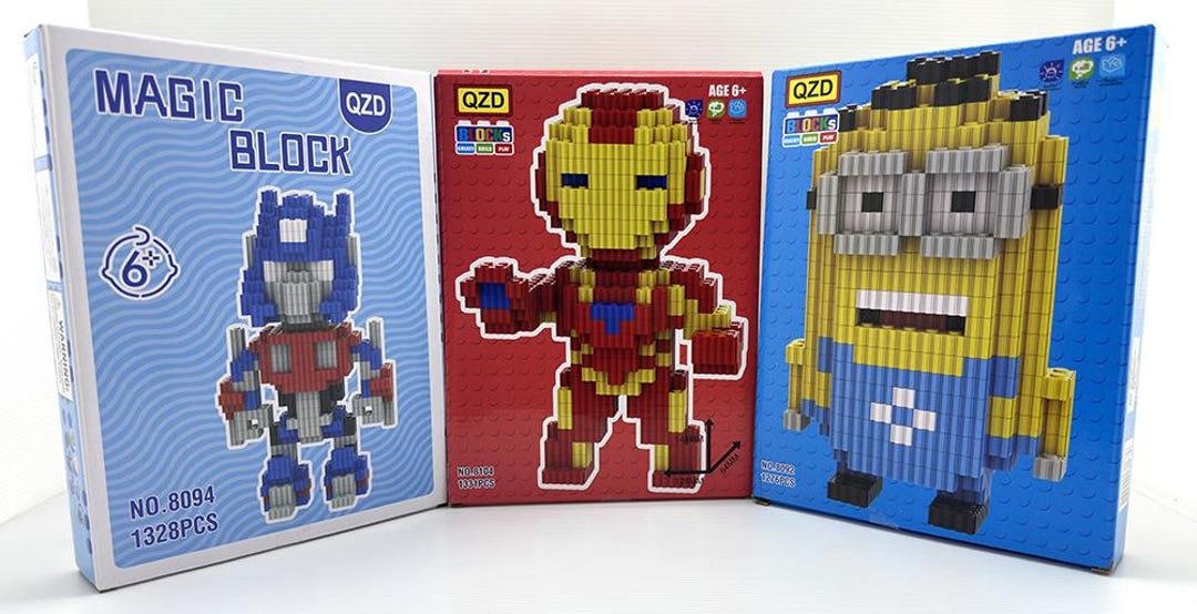 Toy - 6 Different Cartoon Model Building Blocks Gift for Children Ages ...