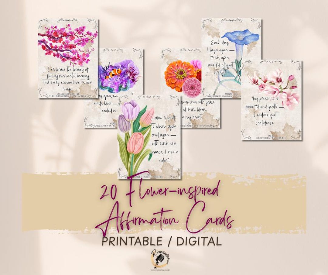 Floral Affirmation Cards – Printable Positive Quotes Inspired by ...