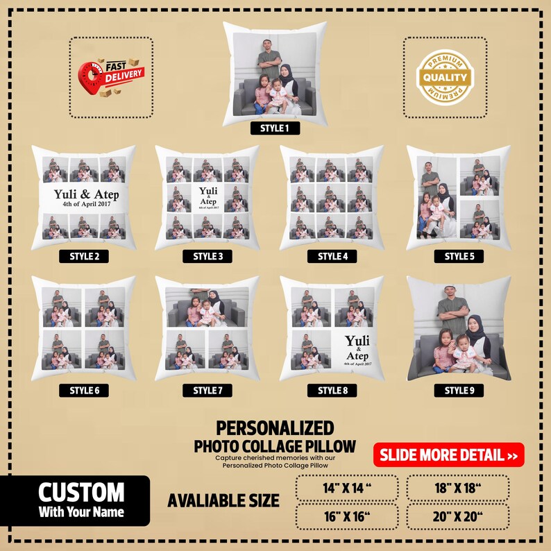 Personalized Photo Collage Pillow, Custom Picture Pillow, Custom Throw ...