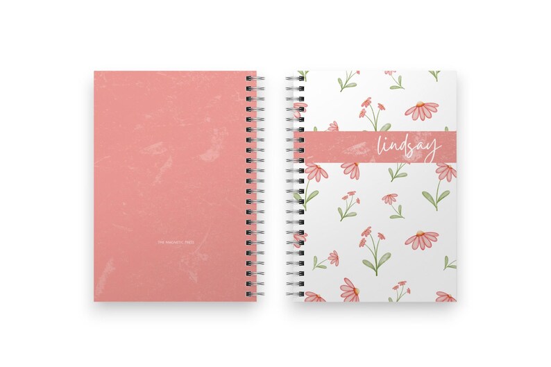 Personalized Pink Daisy Spiral Notebook | Custom Name Journal | Floral ...